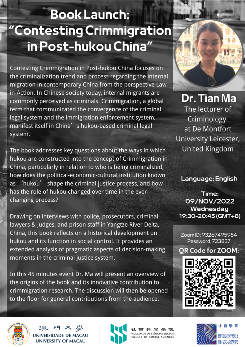 FSS-DSOC Seminar: “Book Launch: ‘Contesting Crimmigration in Post-hukou ...