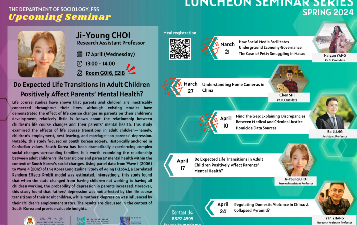 Department of Sociology, Faculty of Social Sciences – University of Macau